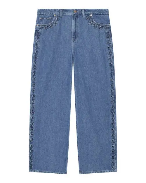 Mint Velvet Swirl Detail Wide Leg Jeans