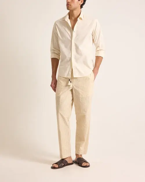 Orlebar Brown Giles Tailored Fit Garment Dye Poplin Shirt - Latte