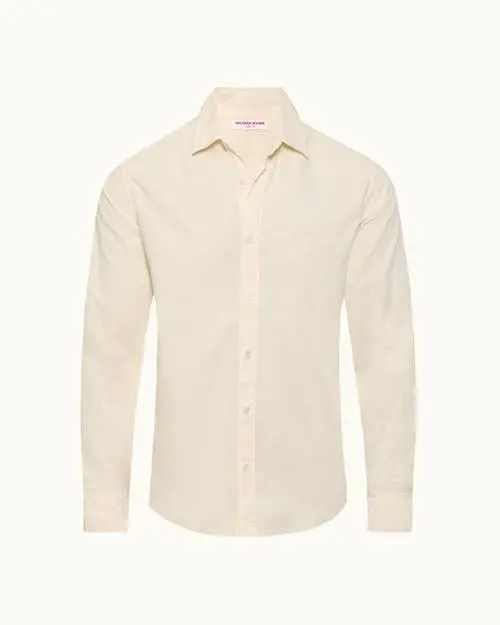 Orlebar Brown Giles Tailored Fit Garment Dye Poplin Shirt - Latte