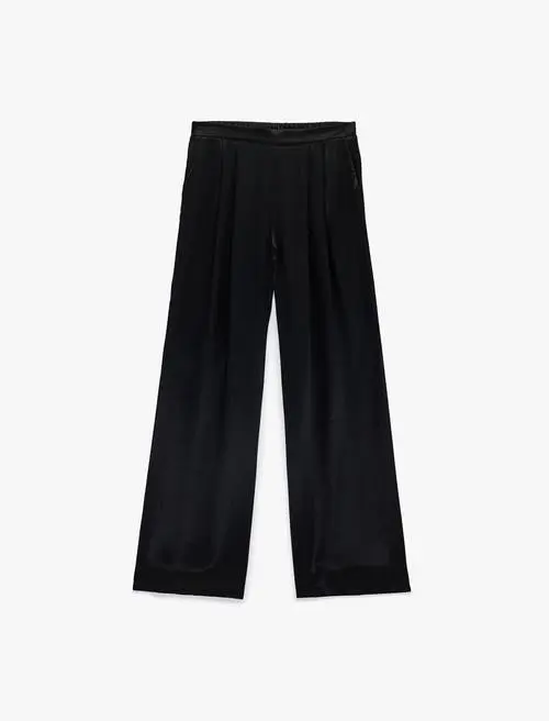 KOTON Wide Leg Satin Trousers With Elastic Waist