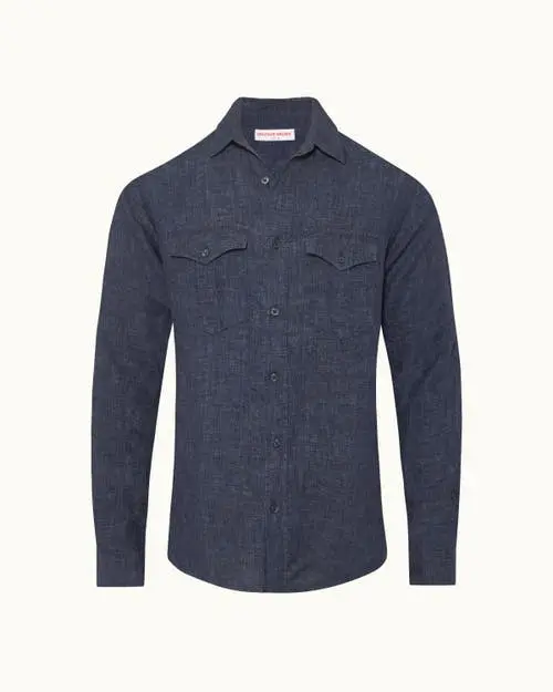Orlebar Brown Colburn Lino Tailored Fit Linen Shirt With Chest Pockets