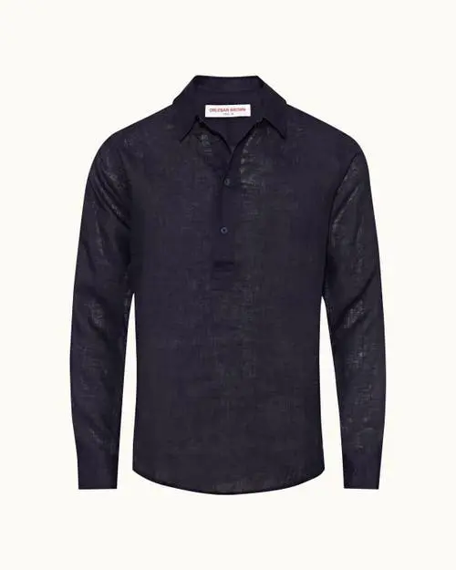 Orlebar Brown Percy Linen Classic Collar Overhead Linen Shirt