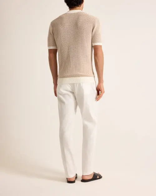 Orlebar Brown Horton Crochet Tailored Chevron Crochet Polo