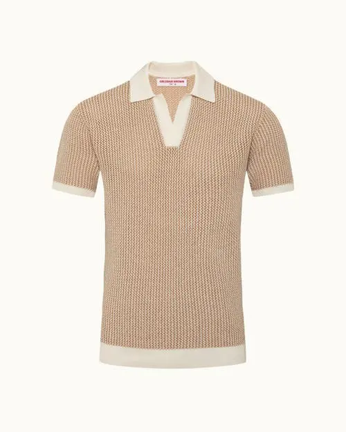 Orlebar Brown Horton Crochet Tailored Chevron Crochet Polo