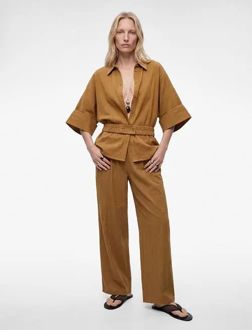 KOTON Pleated Wide Leg Trousers With Pocket
