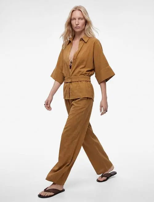 KOTON Pleated Wide Leg Trousers With Pocket