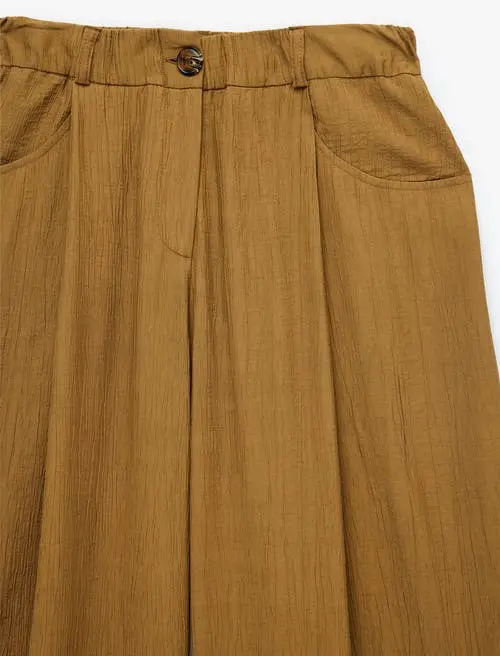 KOTON Pleated Wide Leg Trousers With Pocket