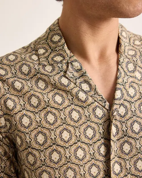 Orlebar Brown Maitan Relaxed Fit Passetto Print Shirt - Bayleaf Green