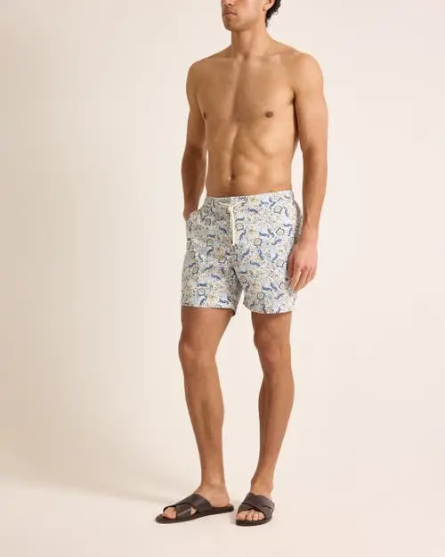 Orlebar Brown Bulldog Drawcord Mid-length Classic Fit Drawcord Swim Shorts With Fairground Print - Multi/blue