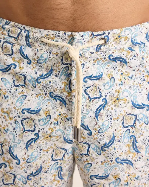 Orlebar Brown Bulldog Drawcord Mid-length Classic Fit Drawcord Swim Shorts With Fairground Print - Multi/blue