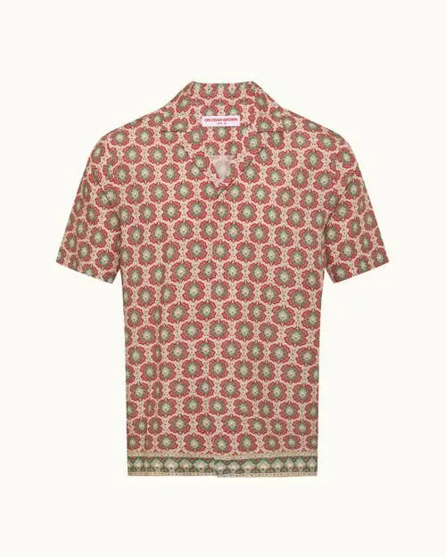 Orlebar Brown Maitan Relaxed Fit Passetto Print Shirt - Vermillion