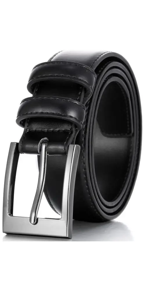 MIO MARINO Dual Loop Leather Dress Belt - Black