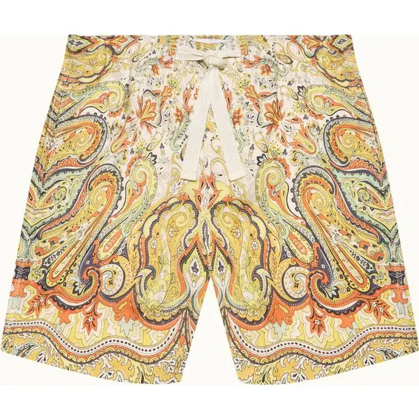 Orlebar Brown Alex Linen Shorts With Fairground Print - Multi/vermillion