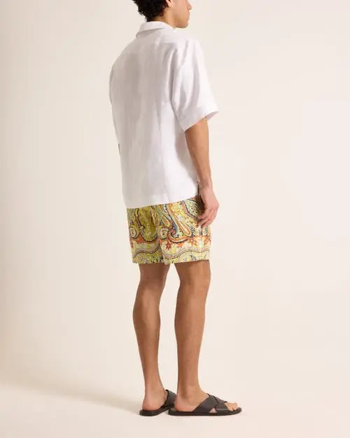 Orlebar Brown Alex Linen Shorts With Fairground Print - Multi/vermillion