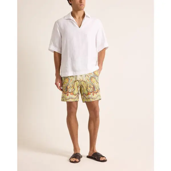 Orlebar Brown Alex Linen Shorts With Fairground Print - Multi/vermillion