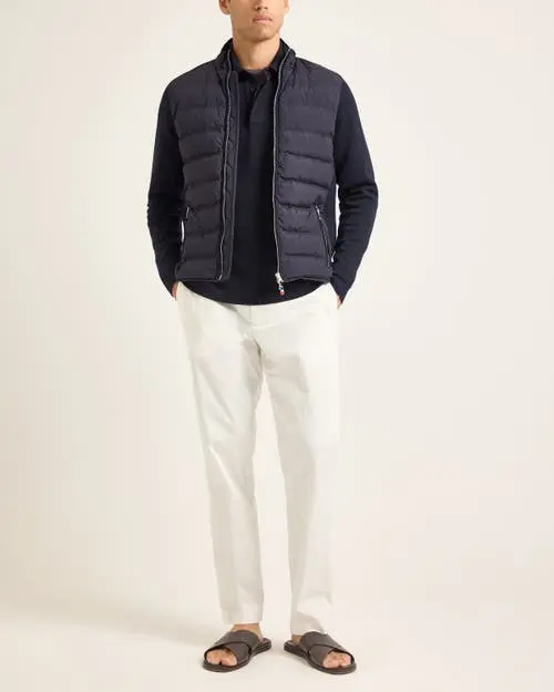 Orlebar Brown Wallace Down Quilted Merino Knit Sleeve Jacket - Night Iris