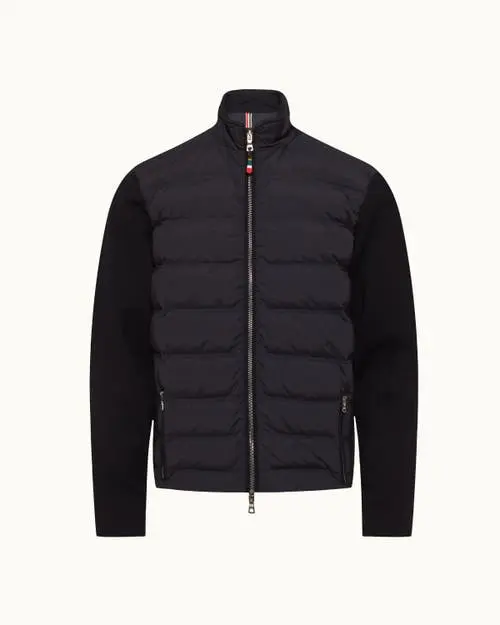 Orlebar Brown Wallace Down Quilted Merino Knit Sleeve Jacket - Night Iris