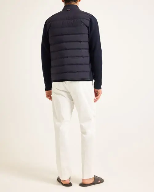 Orlebar Brown Wallace Down Quilted Merino Knit Sleeve Jacket - Night Iris