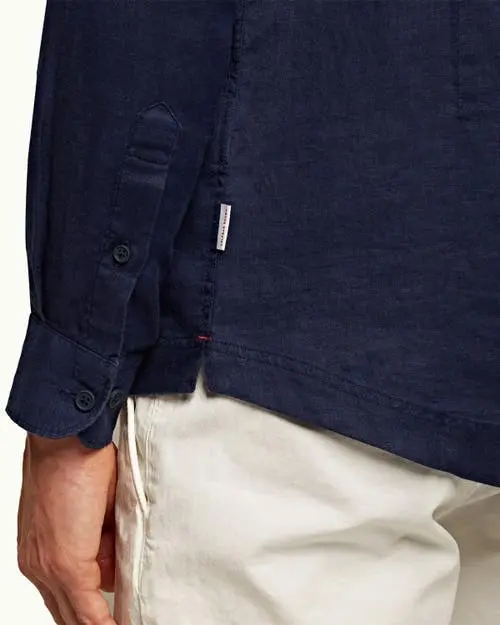 Orlebar Brown Giles Linen Cutaway Collar Tailored Fit Linen Shirt