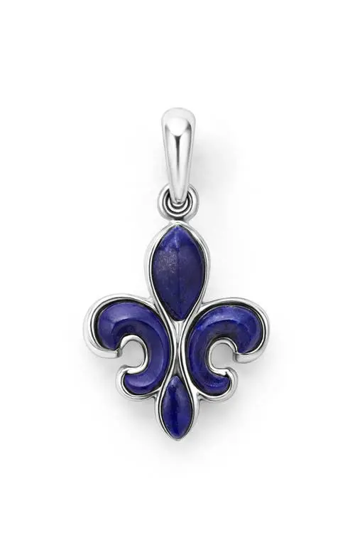 Lagos Anthem Sterling Lapis Lazuli Fleur-de-lis Amulet - Silver