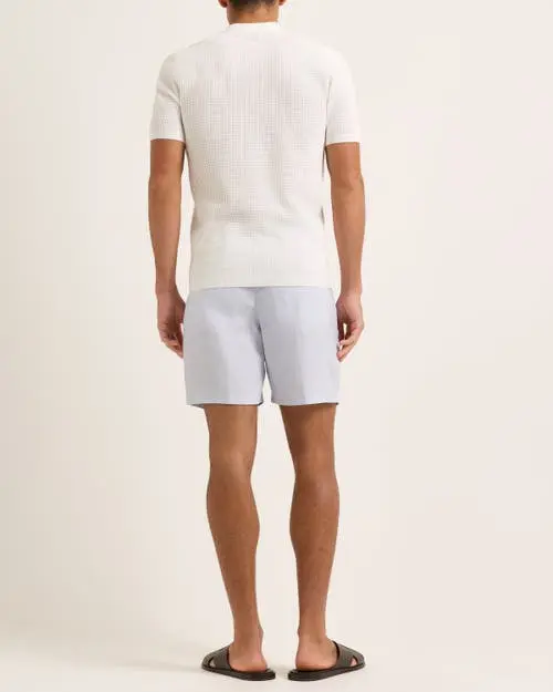 Orlebar Brown Roddy Tailored Fit Open Mesh Stitch Polo Shirt - White