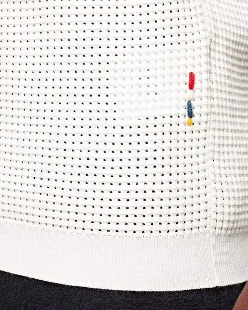 Orlebar Brown Roddy Tailored Fit Open Mesh Stitch Polo Shirt - White