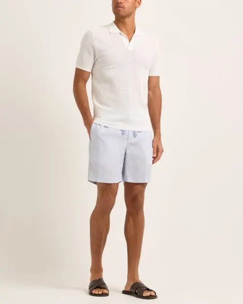 Orlebar Brown Roddy Tailored Fit Open Mesh Stitch Polo Shirt - White