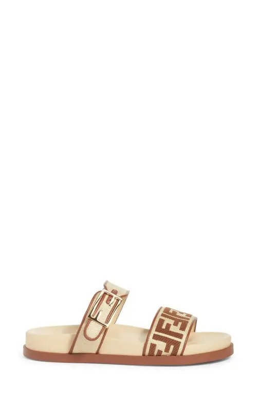 Fendi Ff Buckle Slide Sandals - Brown