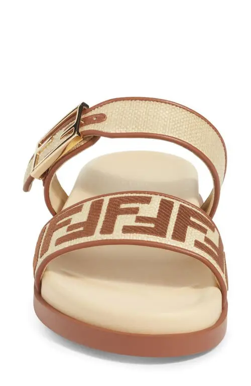Fendi Ff Buckle Slide Sandals - Brown