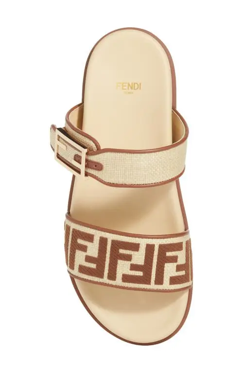 Fendi Ff Buckle Slide Sandals - Brown