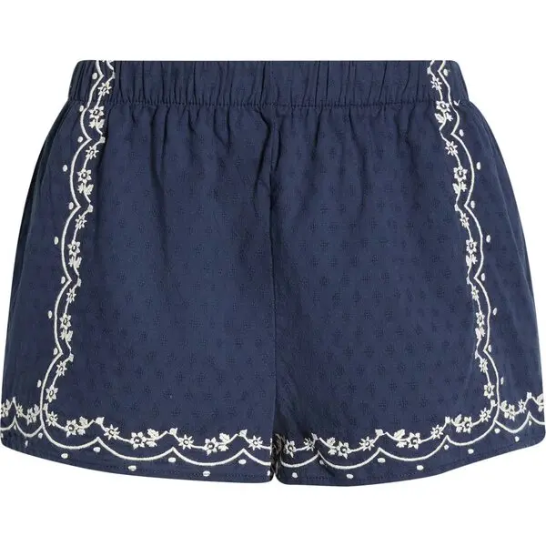 FLORENCE BY MILLS Embroidered Cotton Shorts - Navy