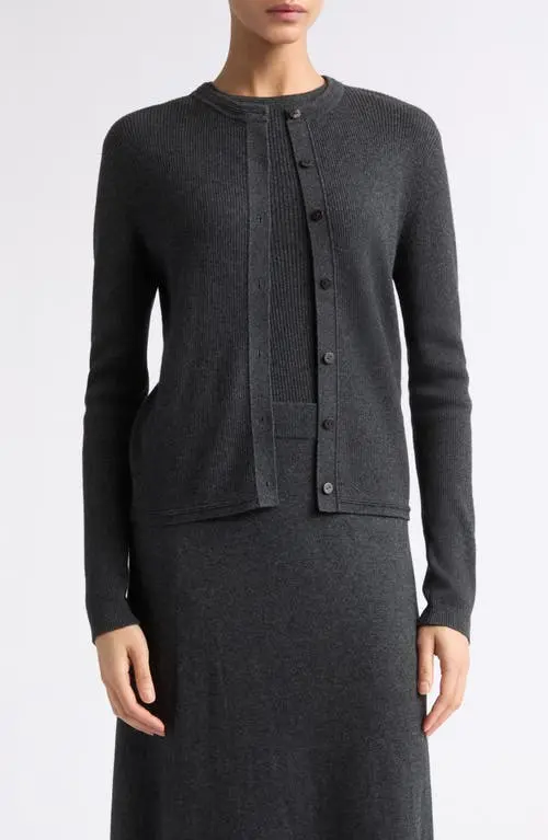 LISA YANG Ribbed Cotton & Cashmere Cardigan - Eclipse