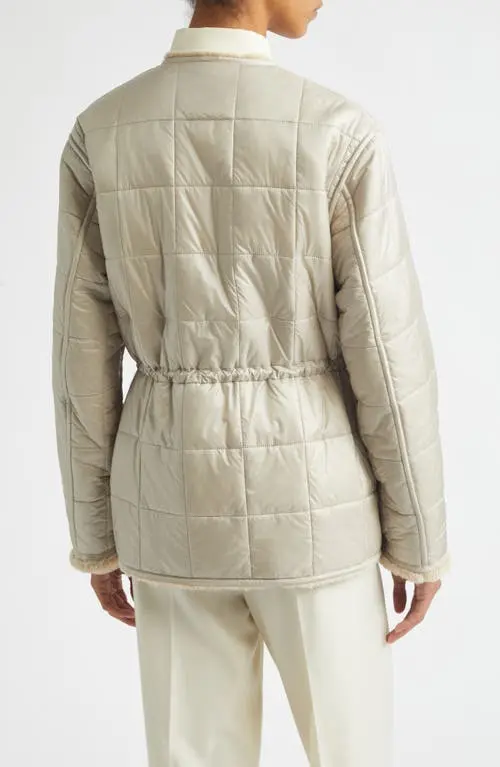 Moncler Tipule Box Quilted Down Jacket With Faux Fur Trim