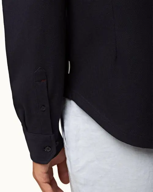 Orlebar Brown Giles Pique Classic Collar Cotton Pique Shirt