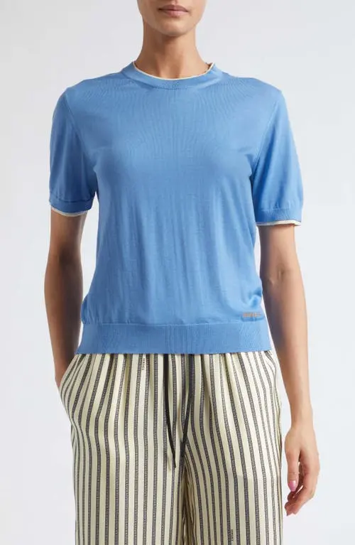 Versace Short Sleeve Wool Sweater - Sky