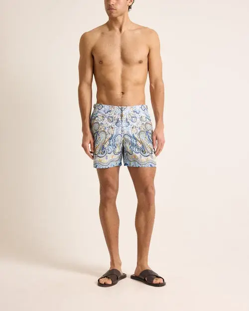 Orlebar Brown Bulldog Mid-length Classic Fit Swim Shorts With Fairground Print - Multi/blue