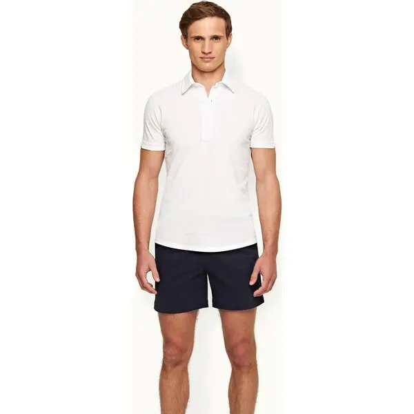 Orlebar Brown Sebastian Pique Tailored Fit Pique Polo Shirt - White