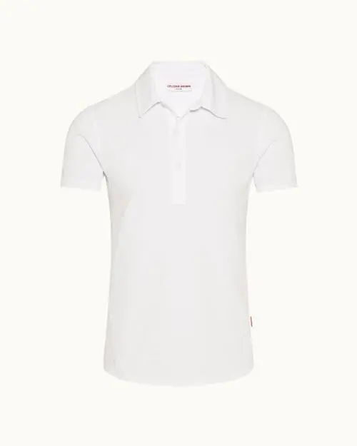Orlebar Brown Sebastian Pique Tailored Fit Pique Polo Shirt - White