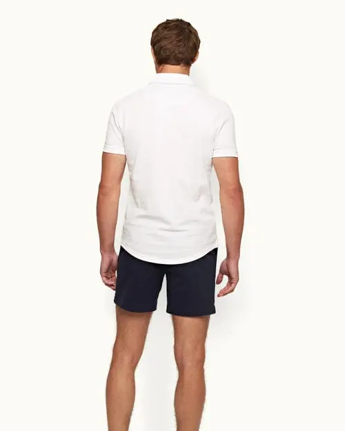 Orlebar Brown Sebastian Pique Tailored Fit Pique Polo Shirt - White