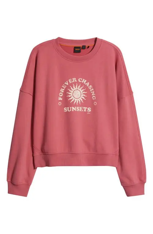 Hugo Boss Graphic Cotton Sweatshirt - Raspberry Red