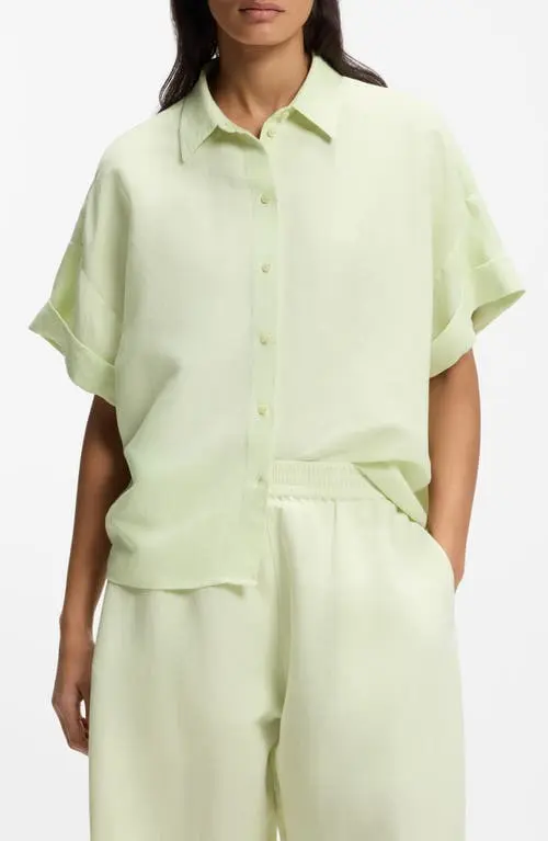 Hugo Boss Bisenas Linen Blend Button-up Shirt - Cucumber