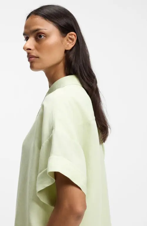 Hugo Boss Bisenas Linen Blend Button-up Shirt - Cucumber