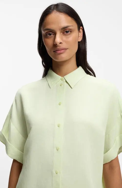 Hugo Boss Bisenas Linen Blend Button-up Shirt - Cucumber