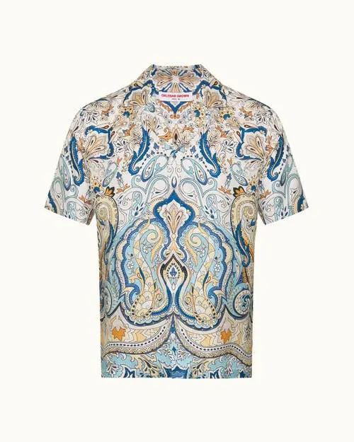 Orlebar Brown Maitan Silk Relaxed Fit Silk Fairground Shirt - Multi/blue