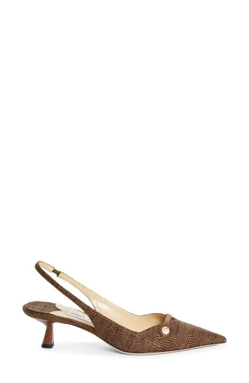 JIMMY CHOO Amita Raffia Pointed Toe Slingback Pump