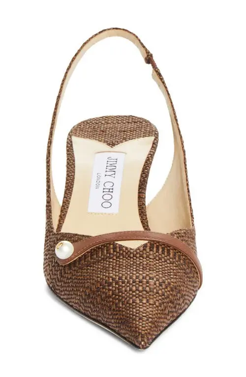 JIMMY CHOO Amita Raffia Pointed Toe Slingback Pump
