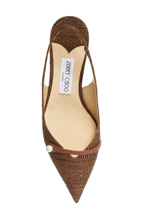 JIMMY CHOO Amita Raffia Pointed Toe Slingback Pump