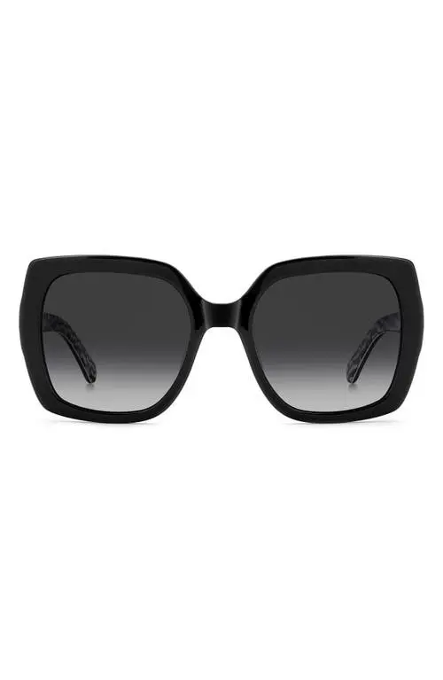 Kate Spade New York Amaya Polarized Square Sunglasses - Black Pattern Black/grey