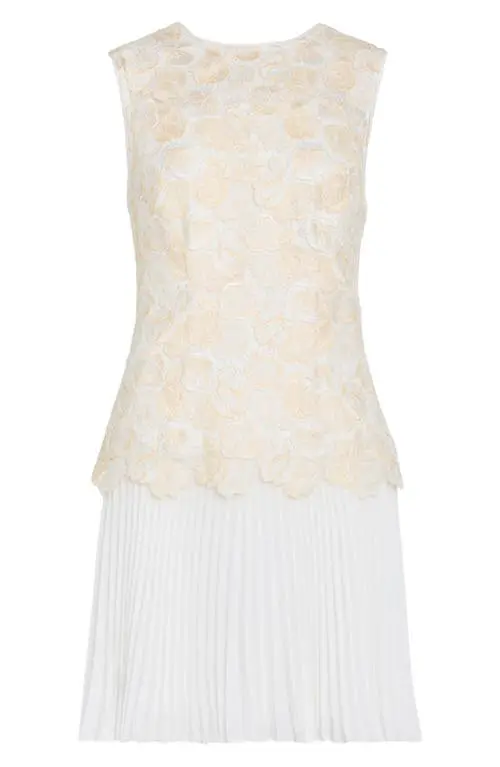 MILLY Maggie Embroidered Pleated Sleeveless Minidress