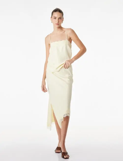 KOTON Spaghetti Strap Lace Trim Satin Top